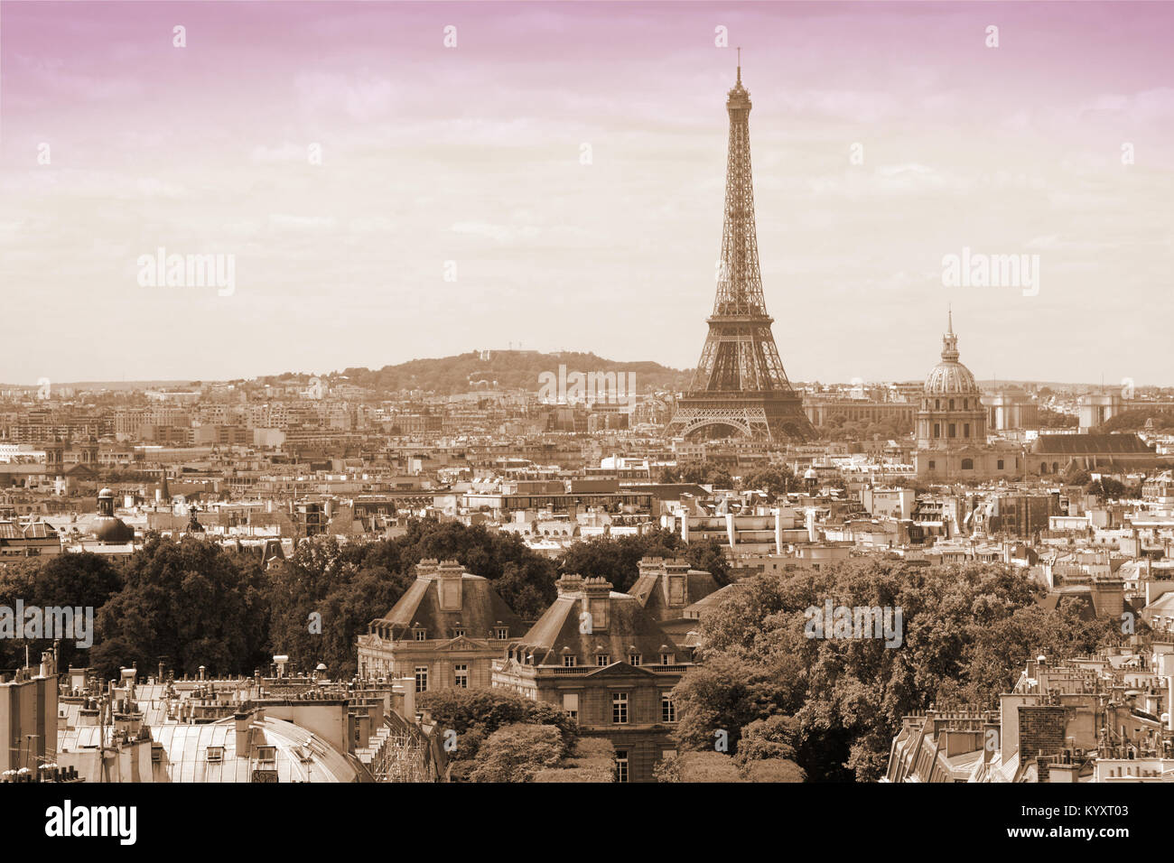 Paris, France - cityscape with Eiffel Tower. UNESCO World Heritage Site ...