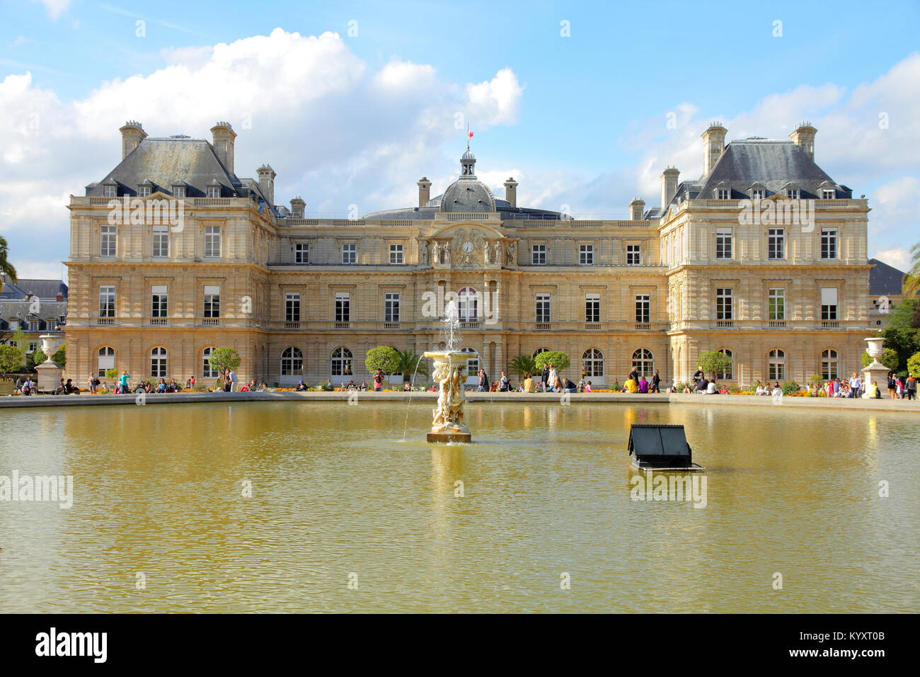 Paris, France - famous landmark, Luxembourg Palace and park. UNESCO ...