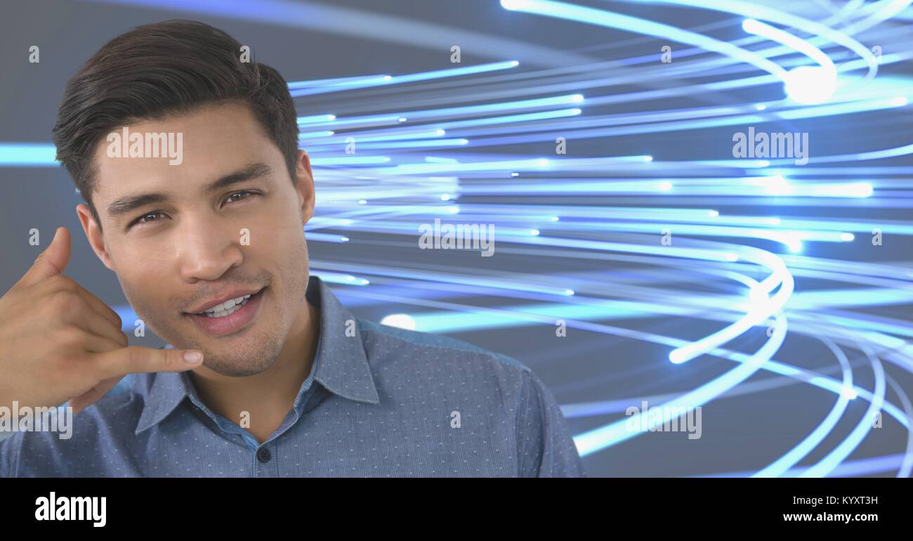 man smiling with ring me sign Stock Photo - Alamy