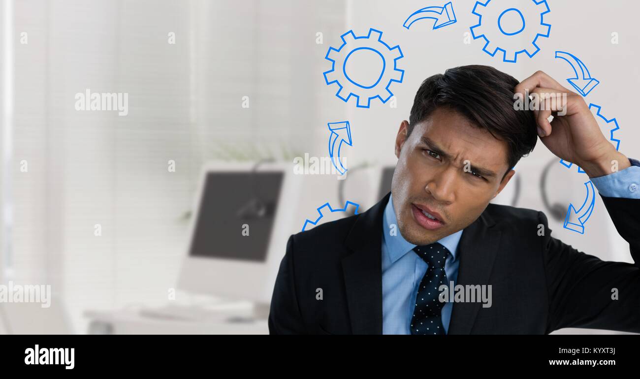 Man scratching head black and white hi-res stock photography and images ...