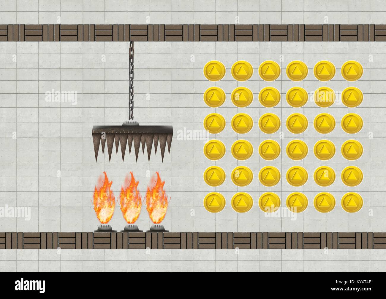 Computer Game Level with coins and traps Stock Photo - Alamy