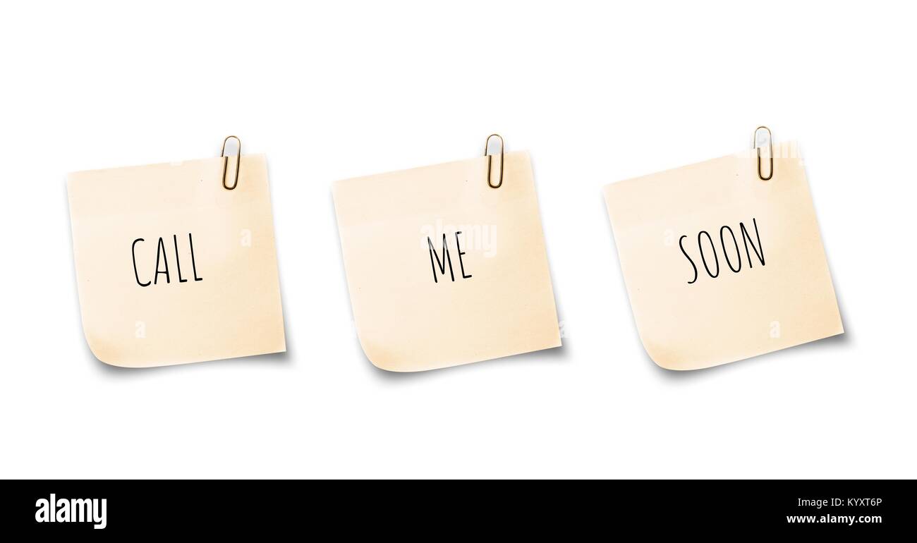 call me soon text on post its Stock Photo - Alamy