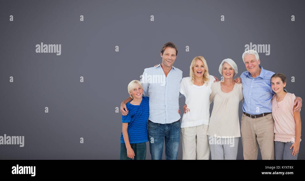 Family generations together with grey background Stock Photo - Alamy