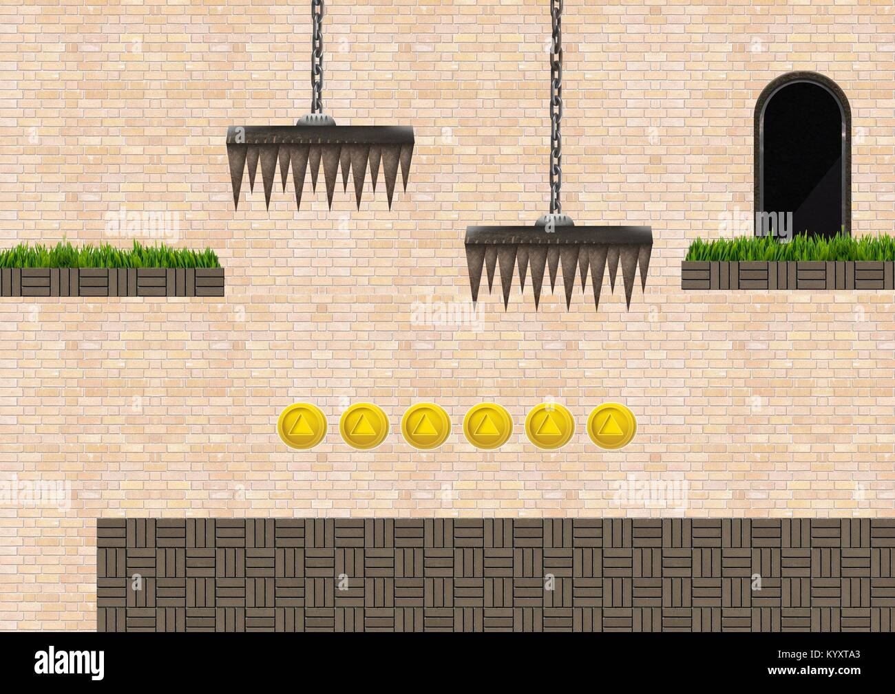 Computer Game Level with traps and coins Stock Photo - Alamy