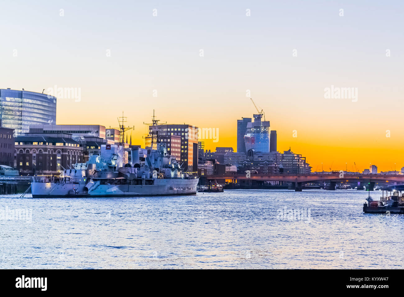 HMS Belfast, Embankment / River Thames, London Stock Photo - Alamy
