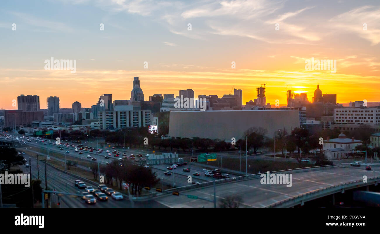 Austin Texas Skyline of Downtown at Dusk with Clear Skies Stock Photo ...