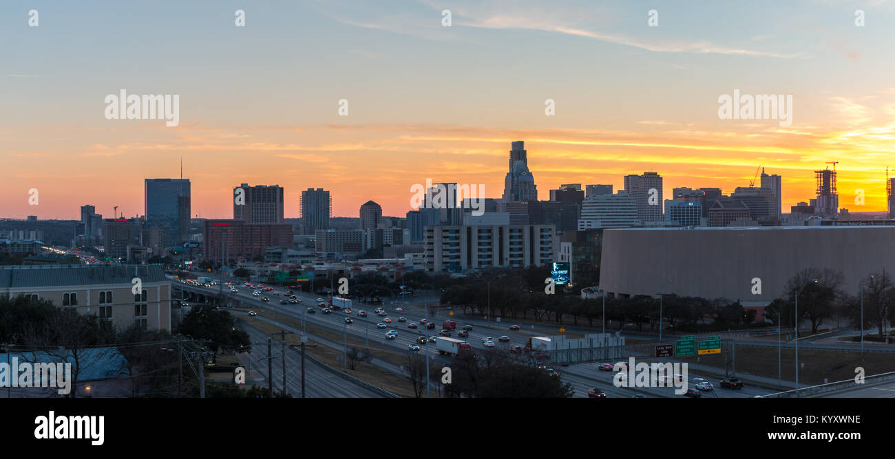 Panoramic Photo of Austin Highway with Downtown Skyline in the ...
