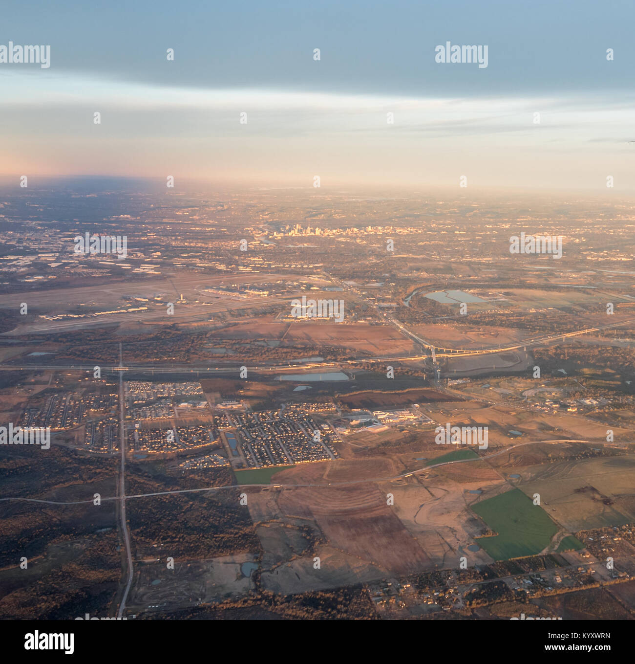 Aerial View of Downtown Austin From Plane about to Land Stock Photo - Alamy