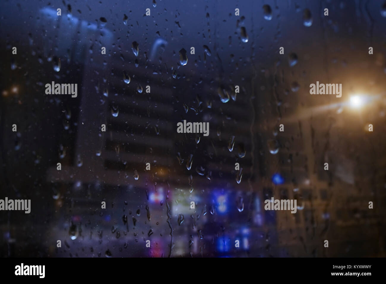 Close-up of wet window at night Stock Photo - Alamy