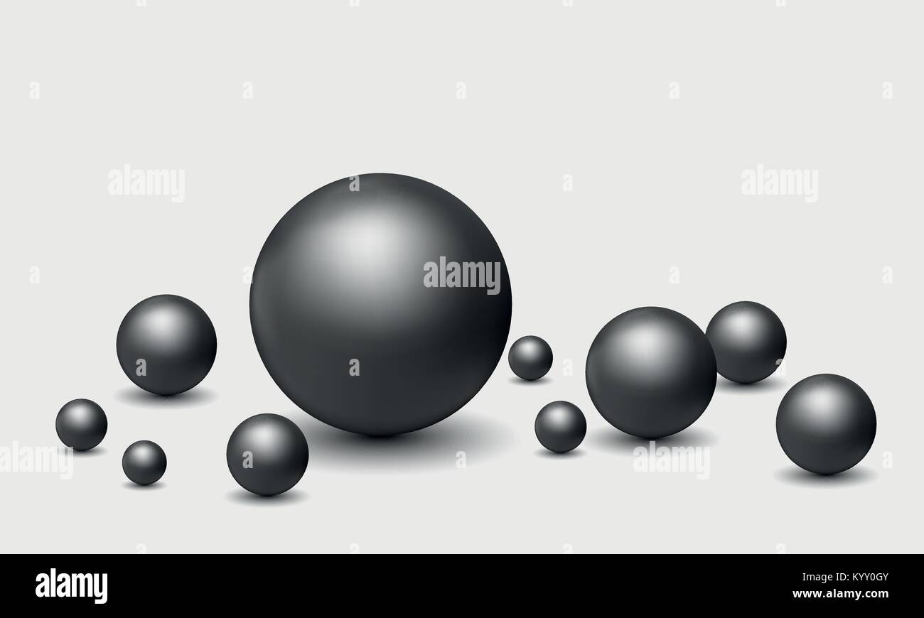 Set vector illustration of realistic black pearls with shadow and ...