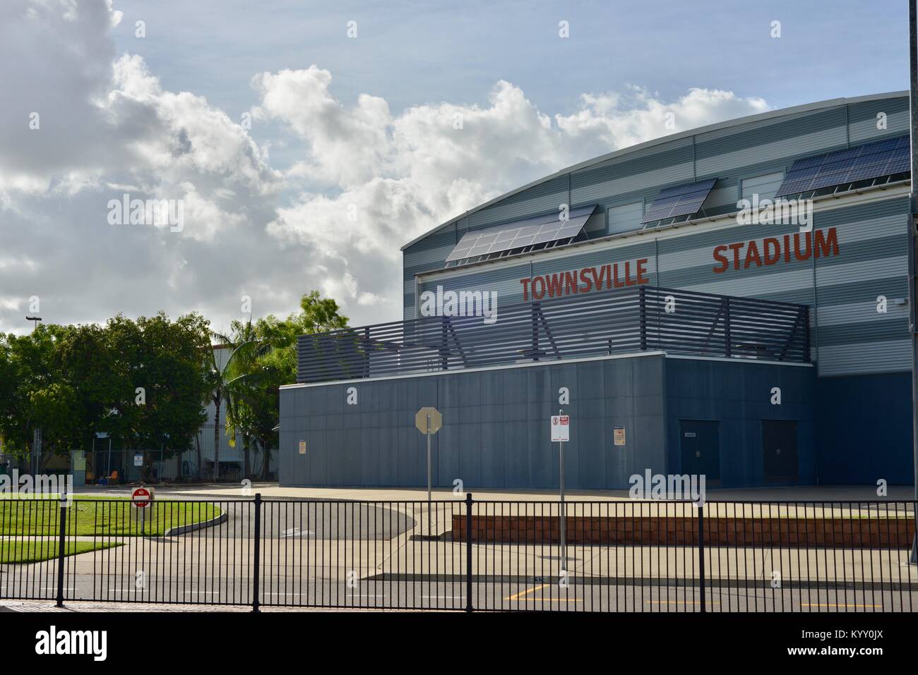 Townsville stadium building photographed in the morning hi-res stock ...