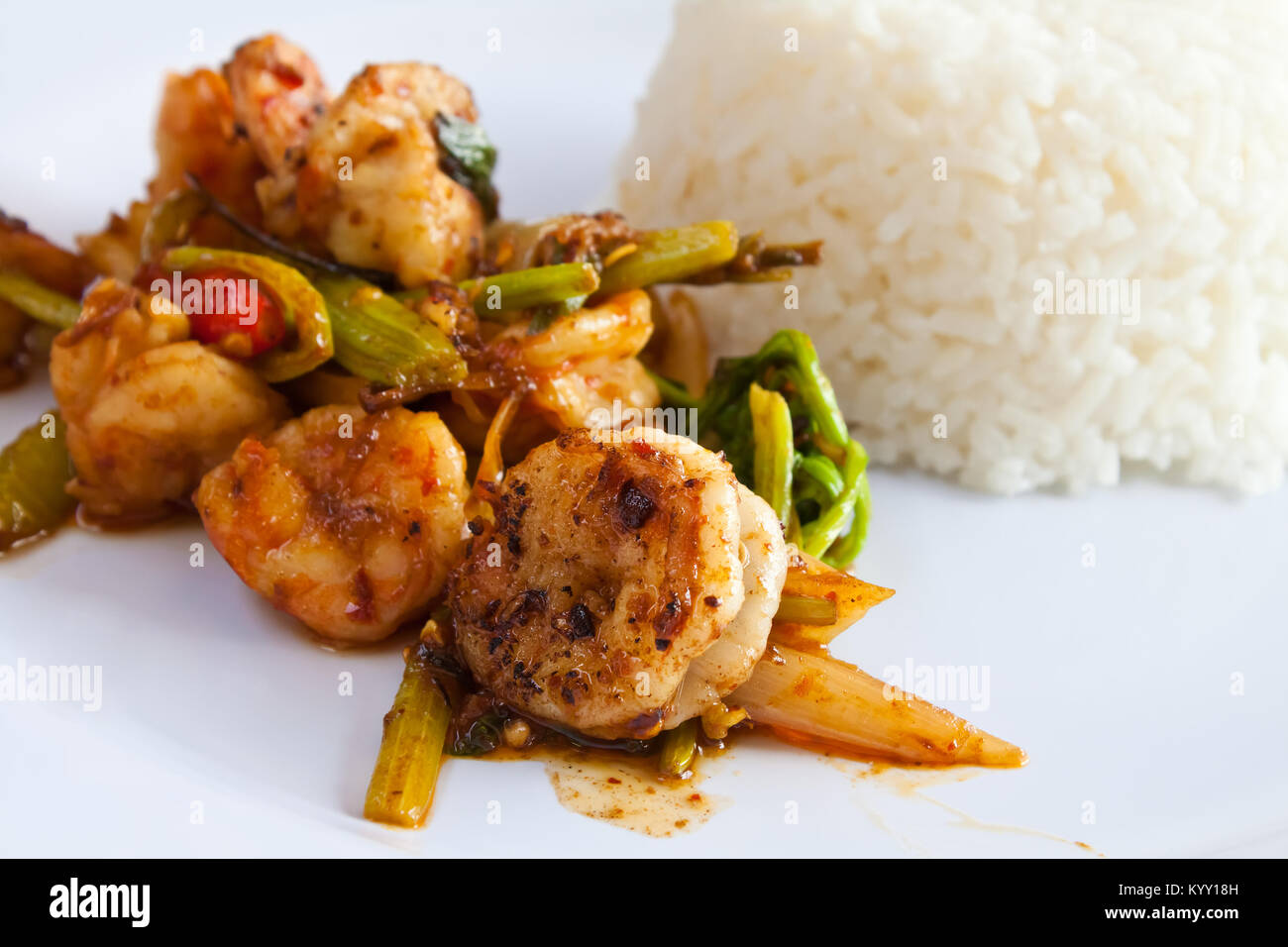 stir-fried prawn curry with rice Stock Photo - Alamy
