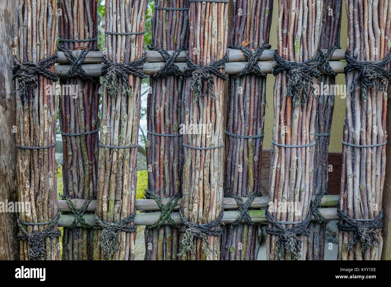 Wooden fence of an ancient Shinto Shrine in Kyoto, Japan Stock Photo ...