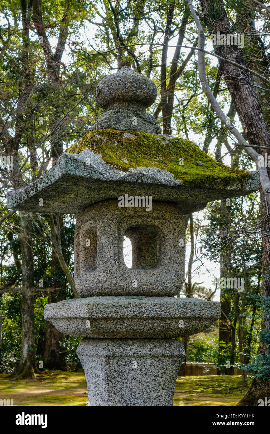 Stone lantern of zen garden at ancient Shinto Shrine in Kyoto, Japan ...