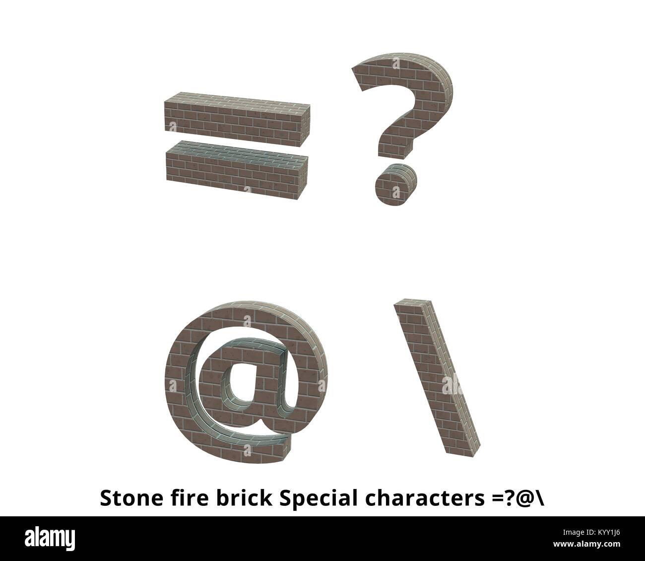 Font Stone fire brick special characters 3D Stock Photo - Alamy