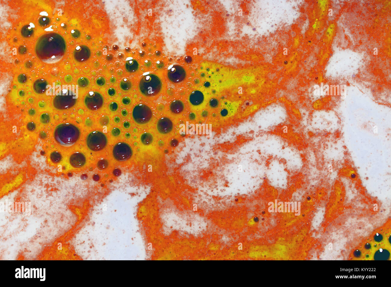 Environmental oil slick abstract image of toxic bubbles creating an ...