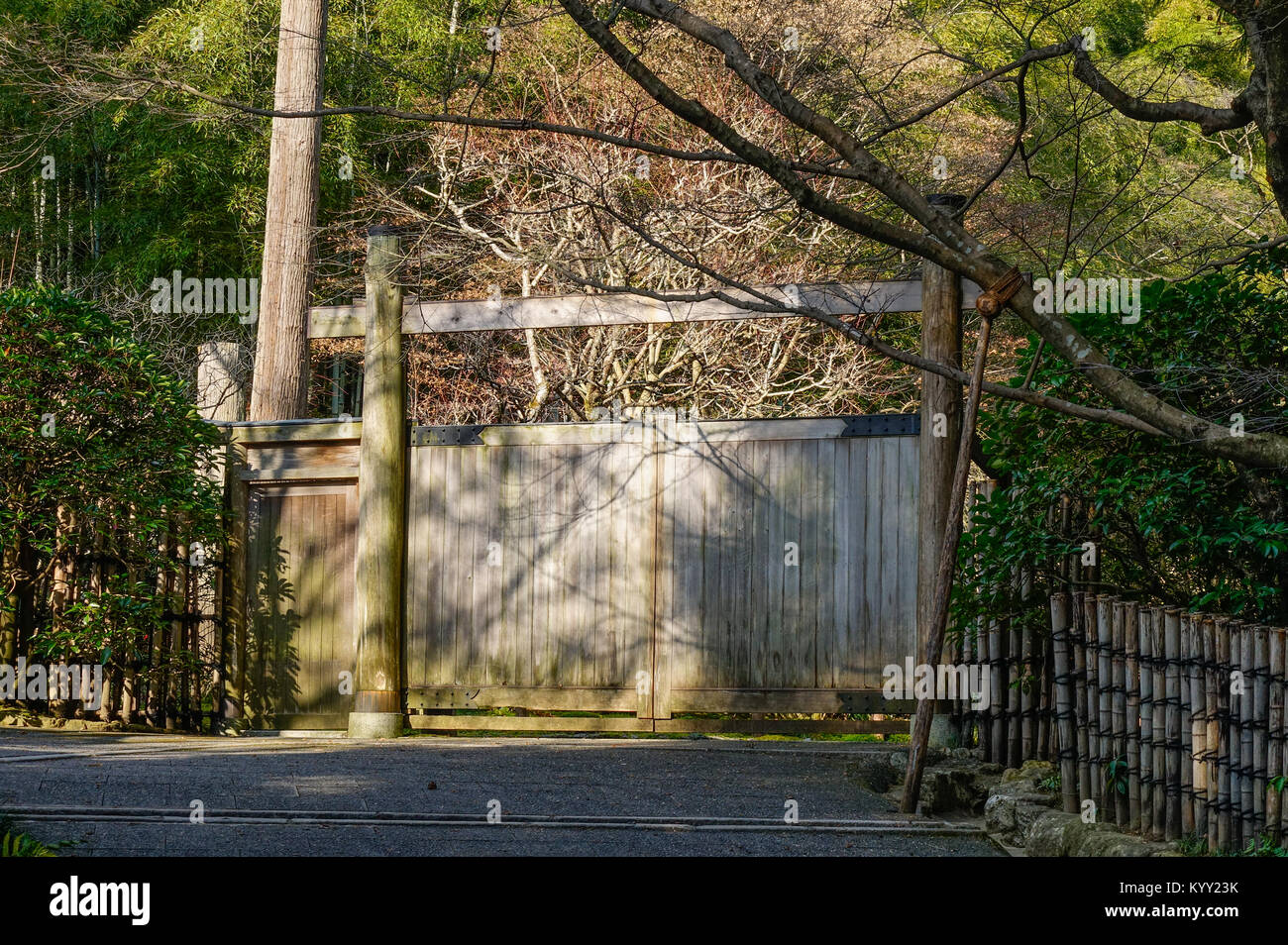 Wooden gate of an ancient temple in Kyoto, Japan Stock Photo - Alamy