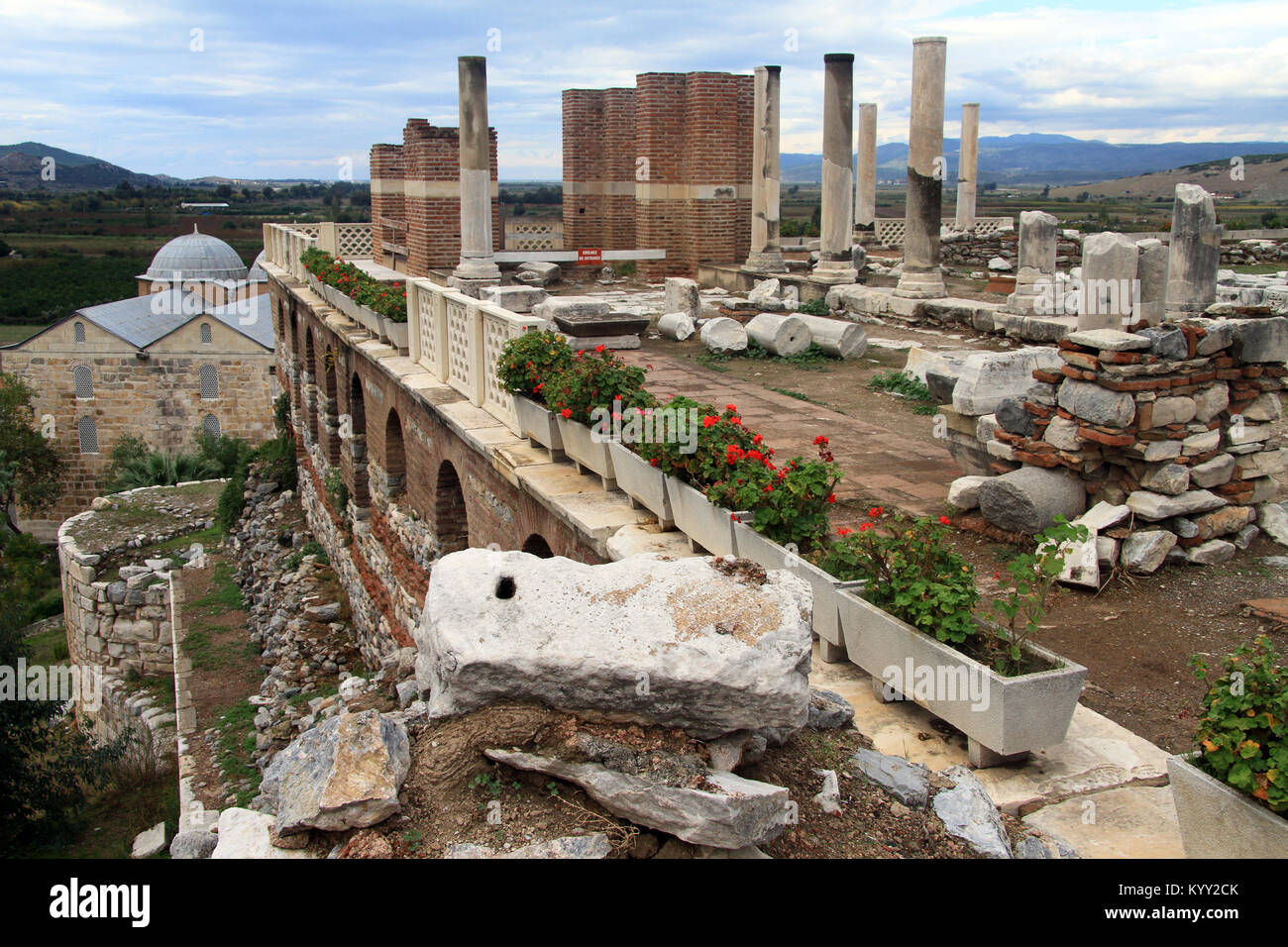 Ruins of basilica St, John and Isabey mosque in Ephesus, Turkey Stock ...