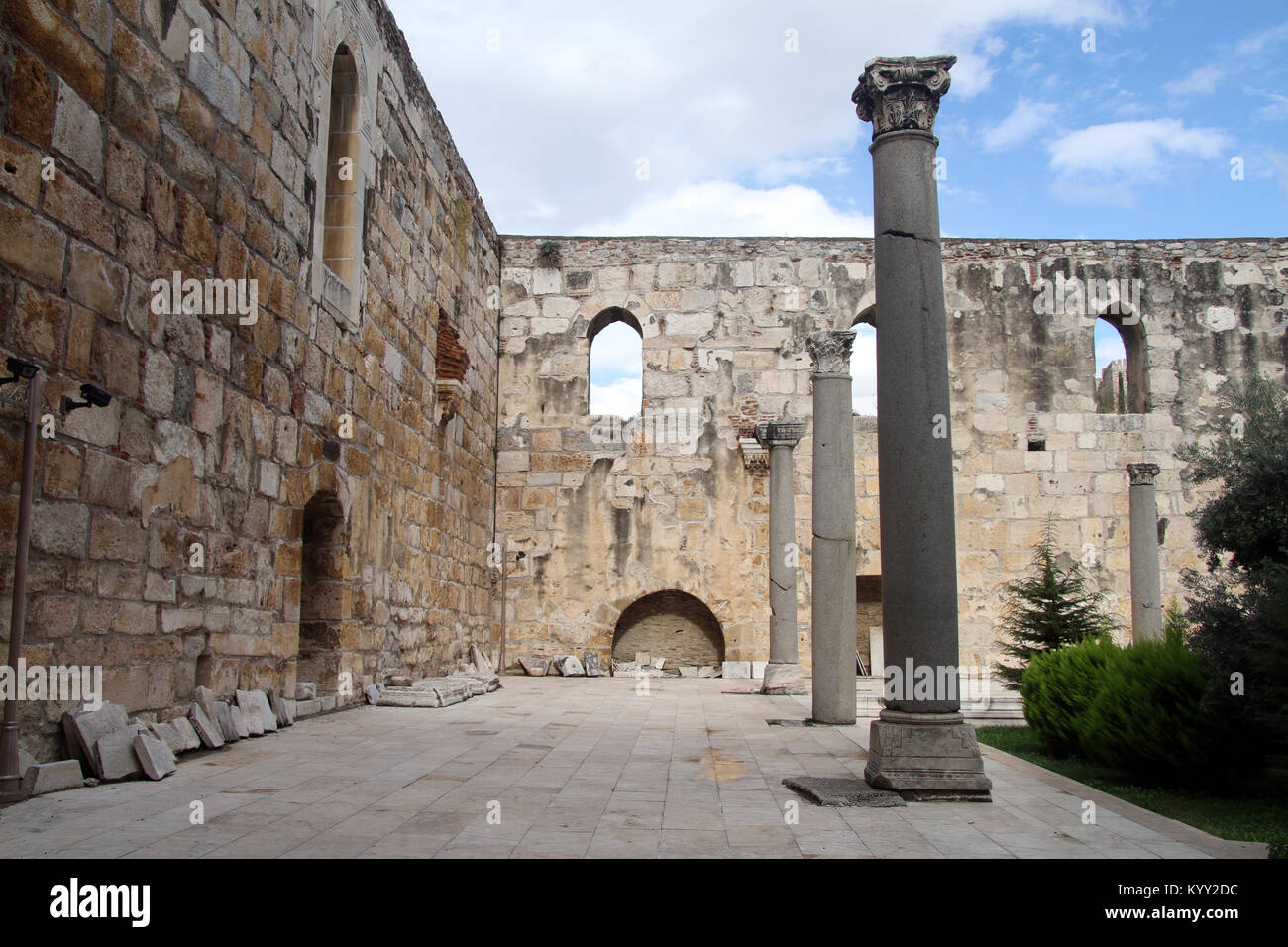 Columns in the inner yard of Isabey mosque in Selcuk, Turkey Stock ...