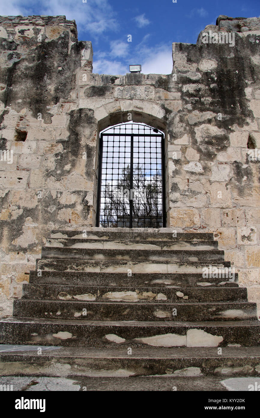 Staircase and door in the wall of Isabey mosque in Selcuk, Turkey Stock ...