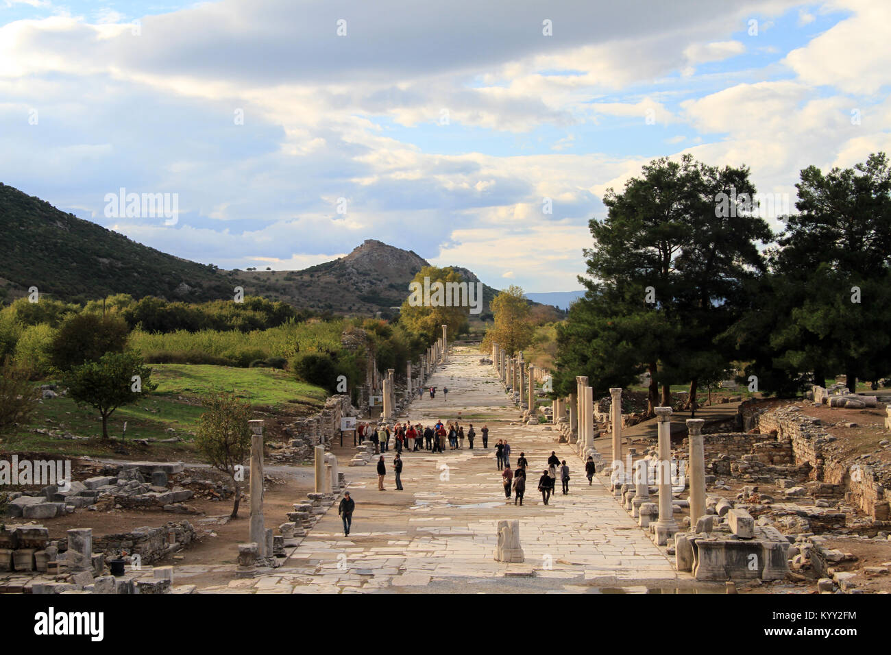 Marble street and ruins in Ephessus, Turkey Stock Photo - Alamy