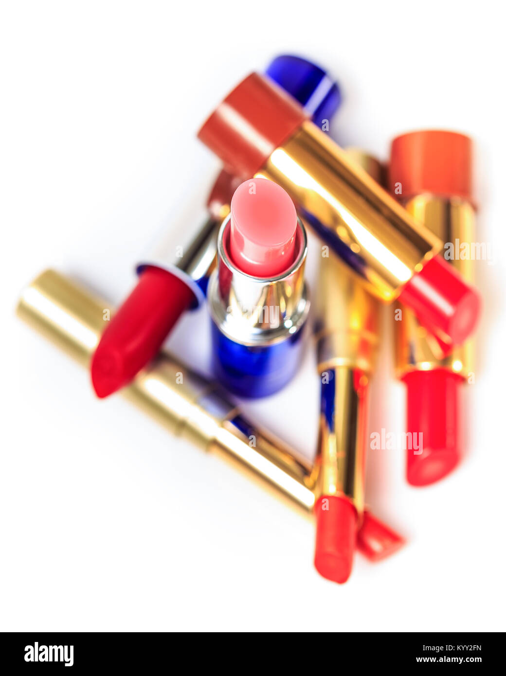 Isolated various colorful lipsticks shade on white Stock Photo - Alamy