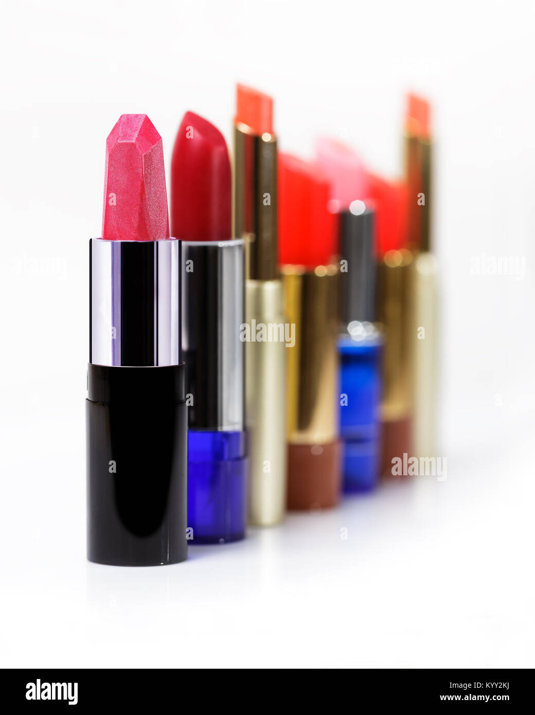 Isolated various colorful lipsticks shade on white Stock Photo - Alamy