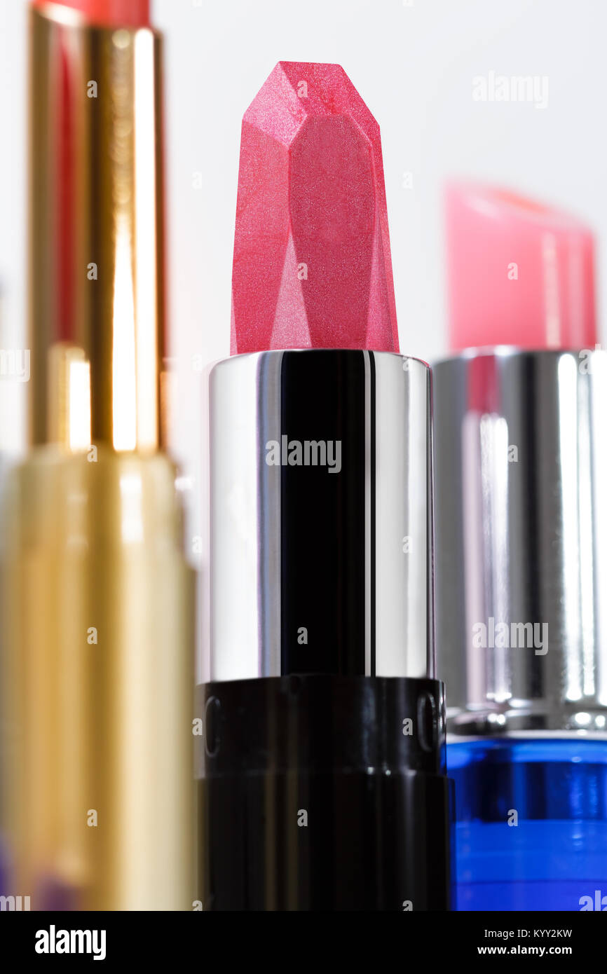 Isolated various colorful lipsticks shade on white Stock Photo - Alamy