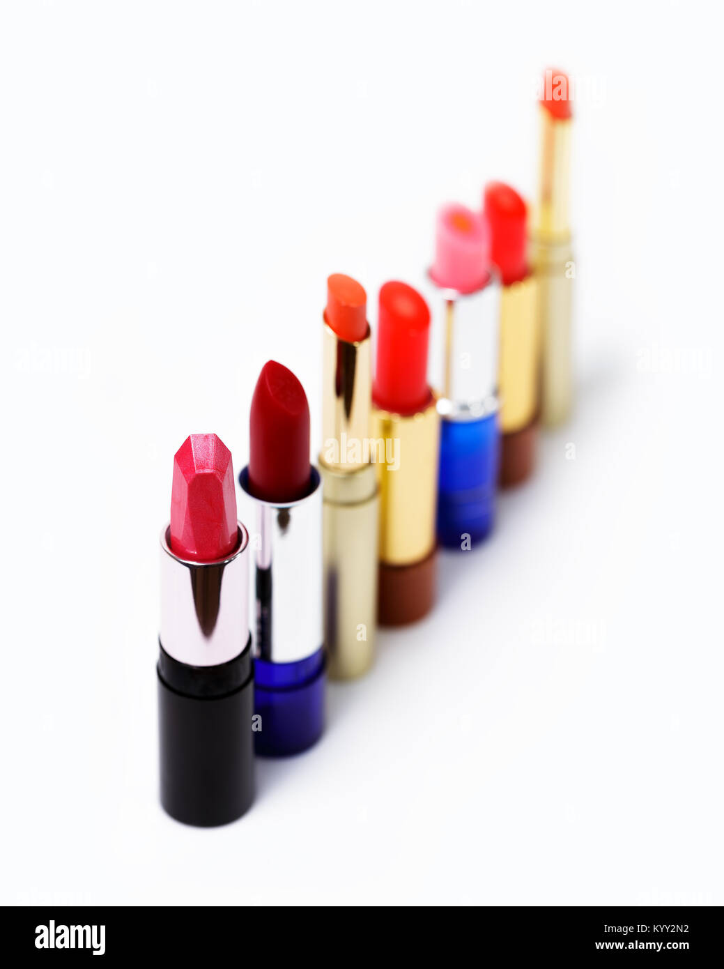 Isolated various colorful lipsticks shade on white Stock Photo - Alamy