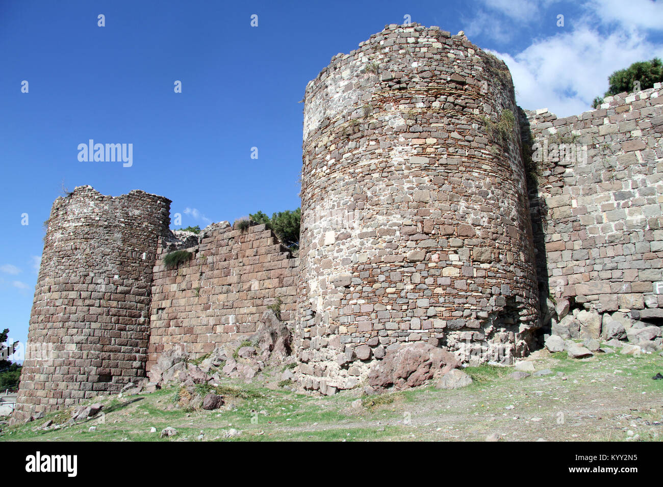 Wall and towers of fortress in Izmir, Turkey Stock Photo - Alamy