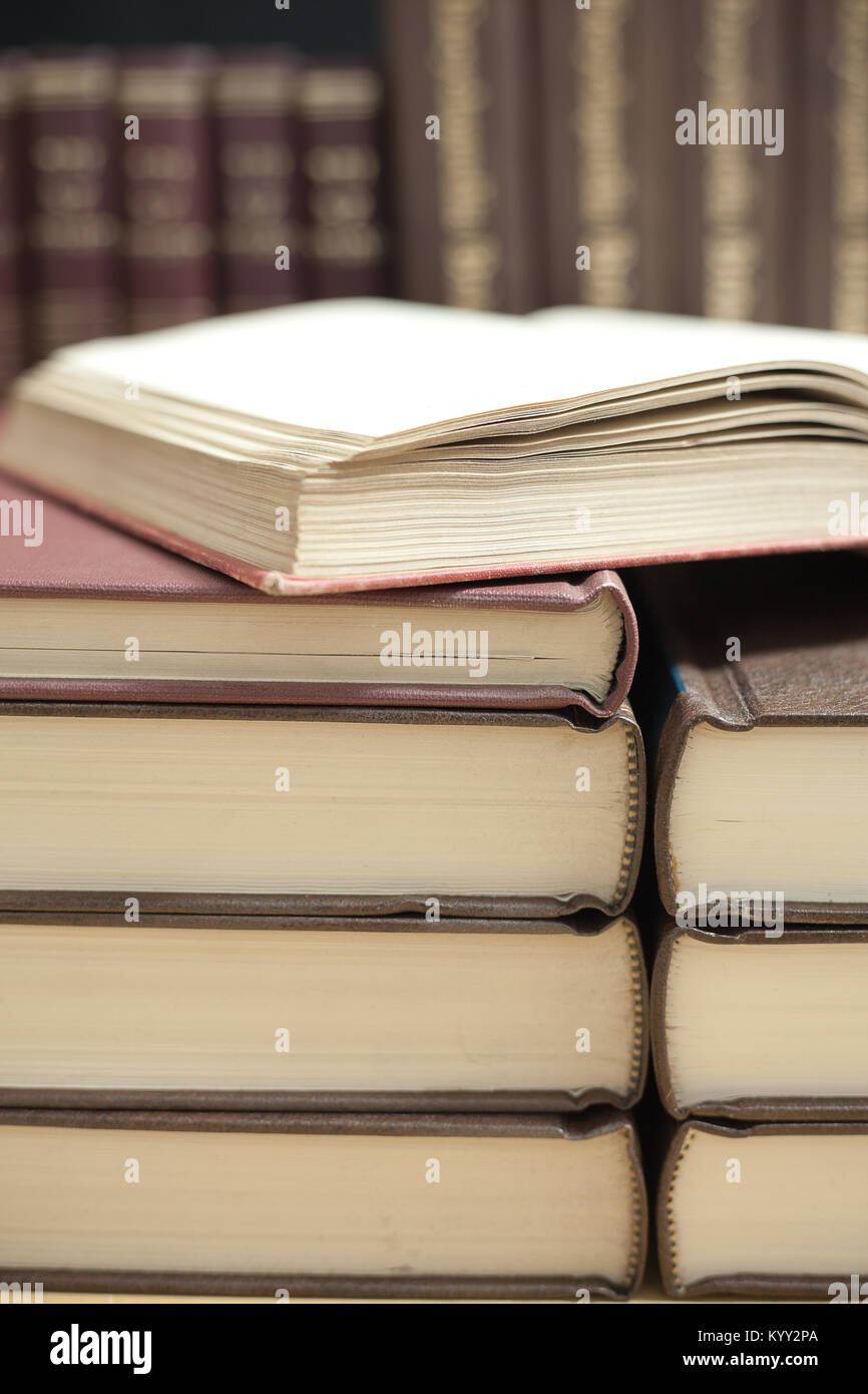 Extreme close-up of stack of old books Stock Photo - Alamy