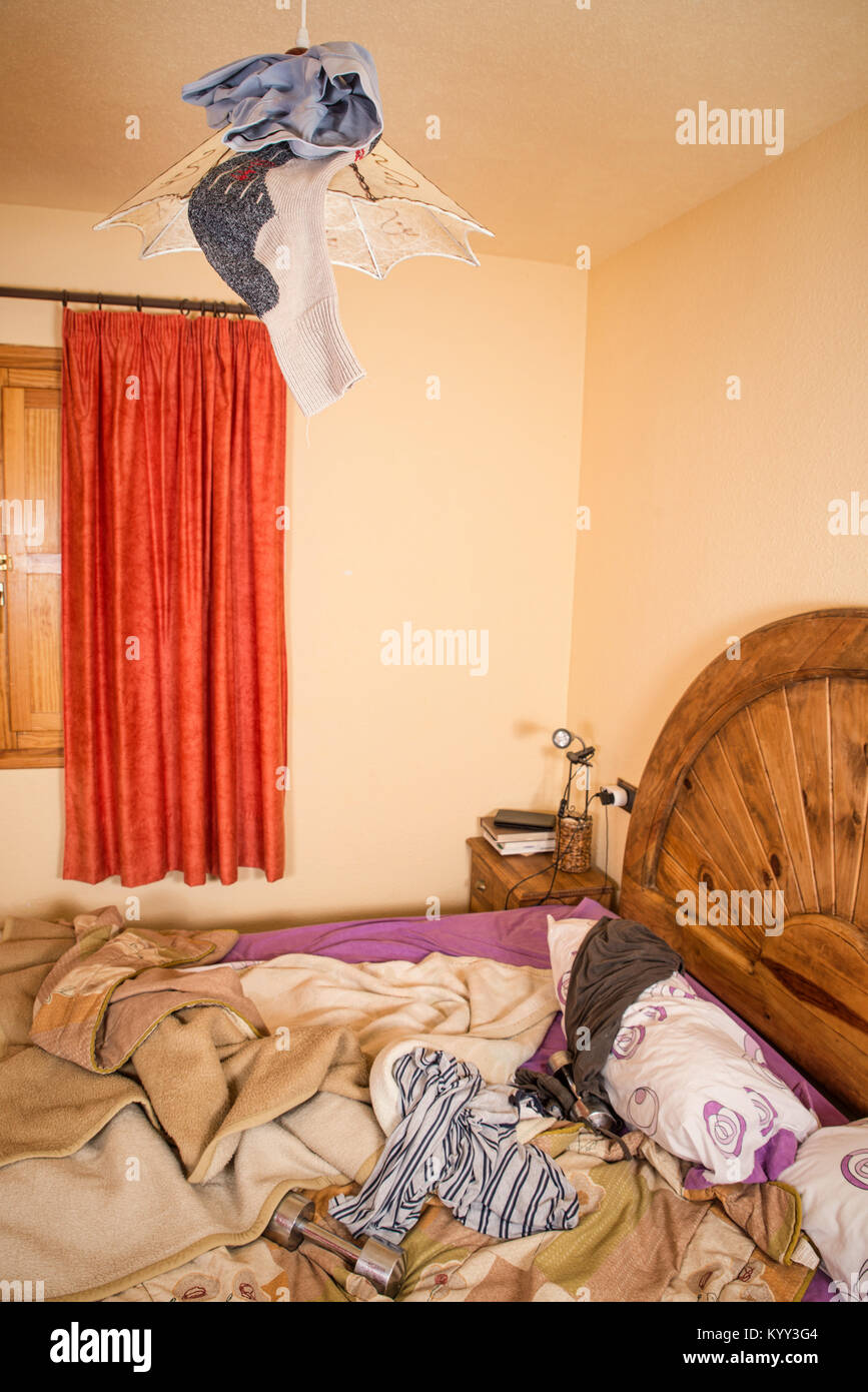 Bedroom in a total mess, a single lifestyle concept Stock Photo - Alamy