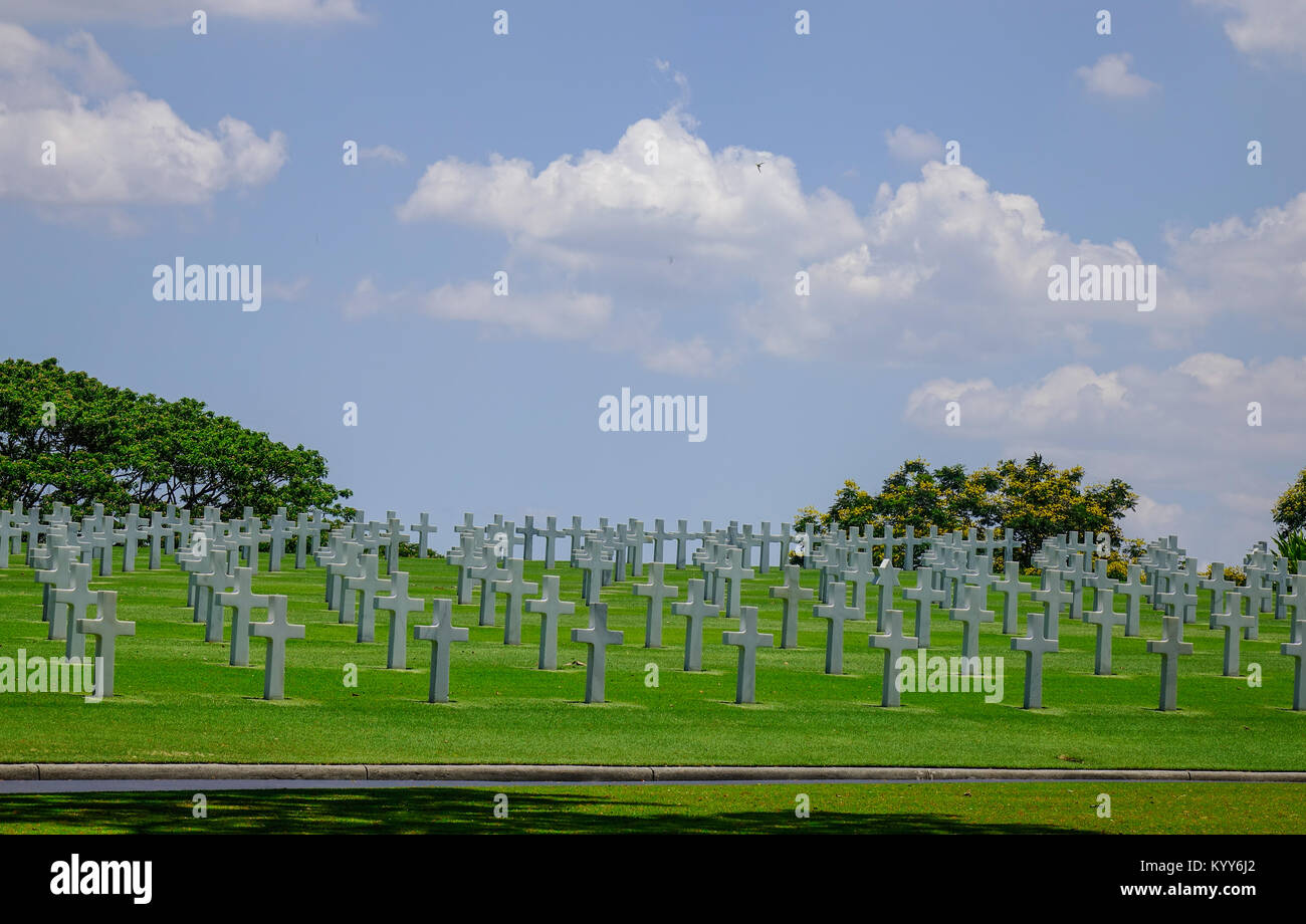 Manila, Philippines - Apr 13, 2017. Graves on hill in Manila American ...
