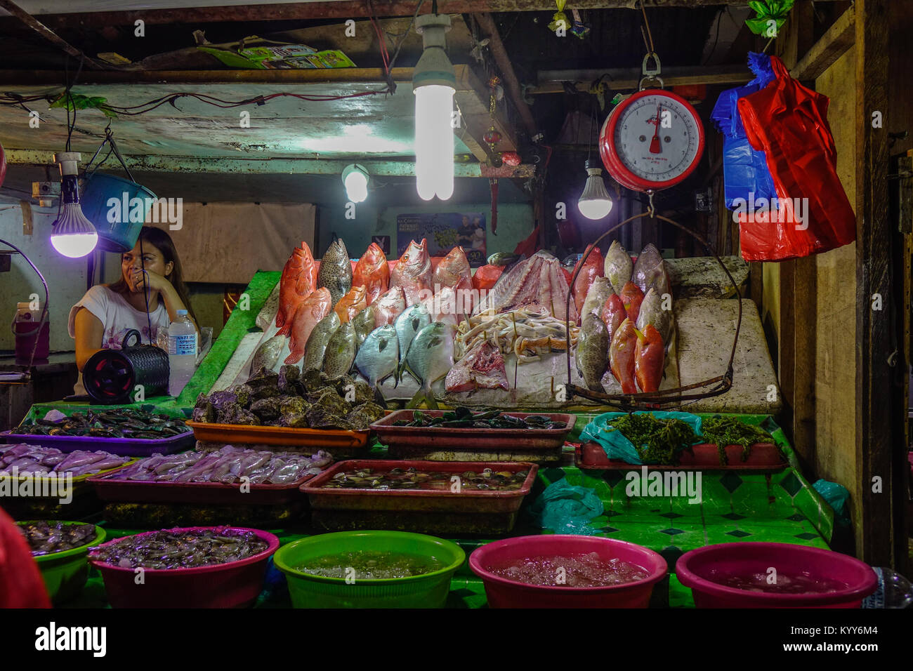Manila, Philippines - Apr 13, 2017. Fish market of Seaside Dampa ...