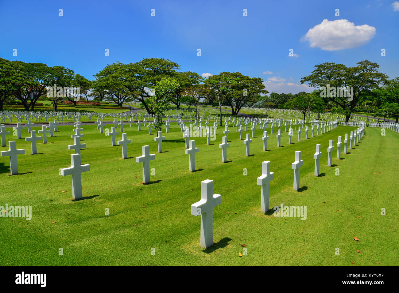 Manila, Philippines - Apr 14, 2017. Graves at Manila American Cemetery ...