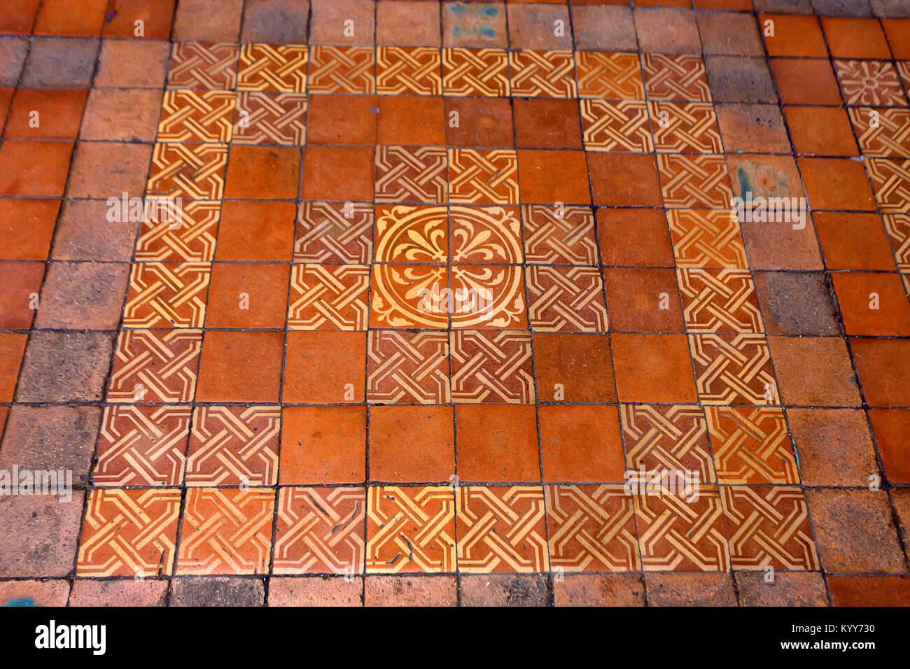 BLOIS, FRANCE - CIRCA JUNE 2014: Decorative floor tile of French castle ...