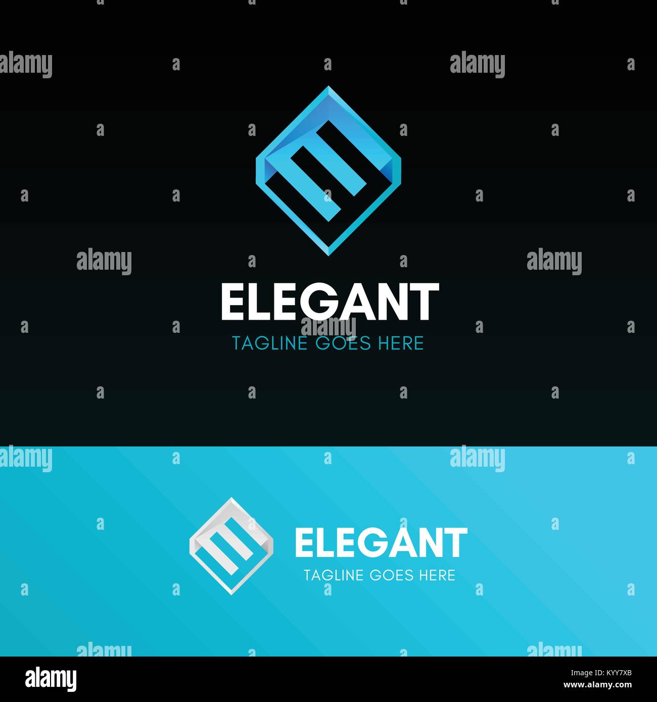 Letter E Finance Logo template element symbol negative space with blue ...