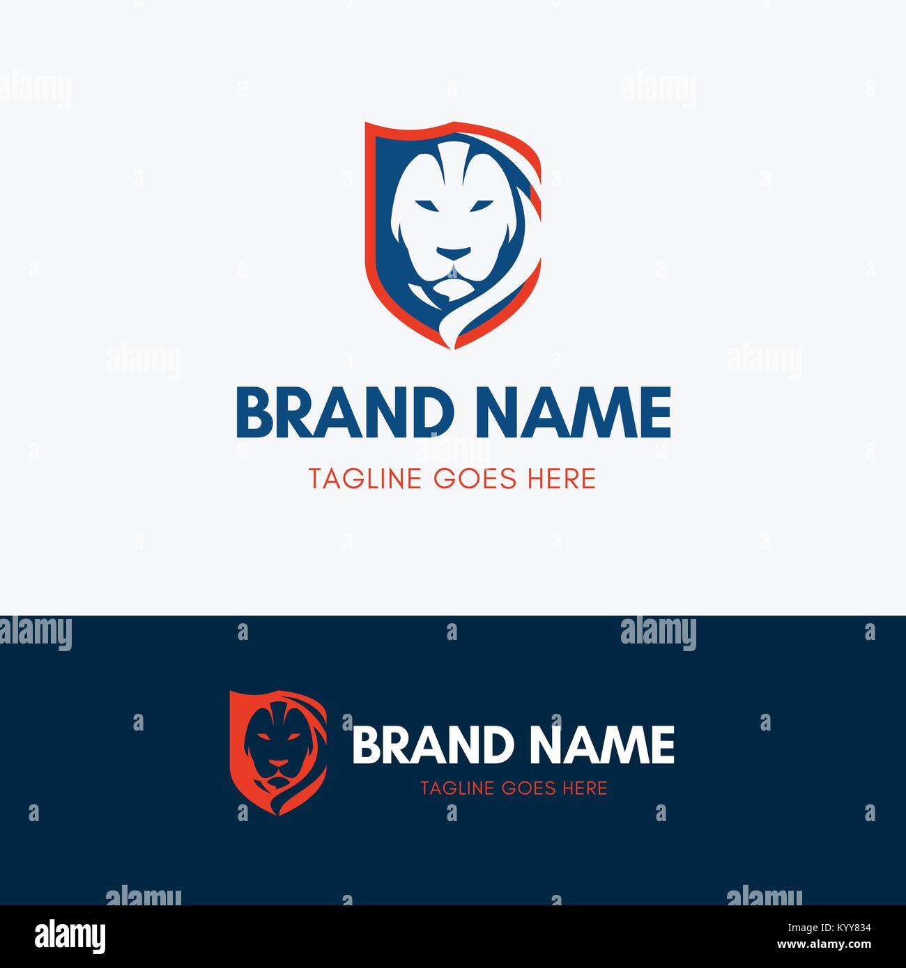 Lion Shield Logo template element symbol in negative space Stock Vector ...