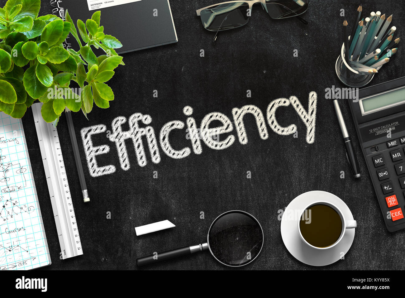 Black Chalkboard with Efficiency Concept. 3D Rendering Stock Photo - Alamy