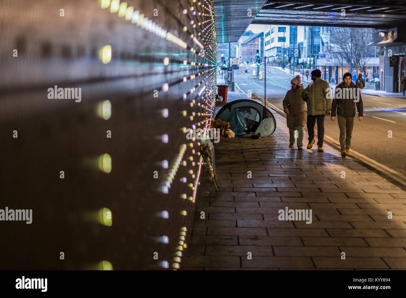 Homeless sleeping inside a tent in Leeds, City Centre, West Yorkshire ...