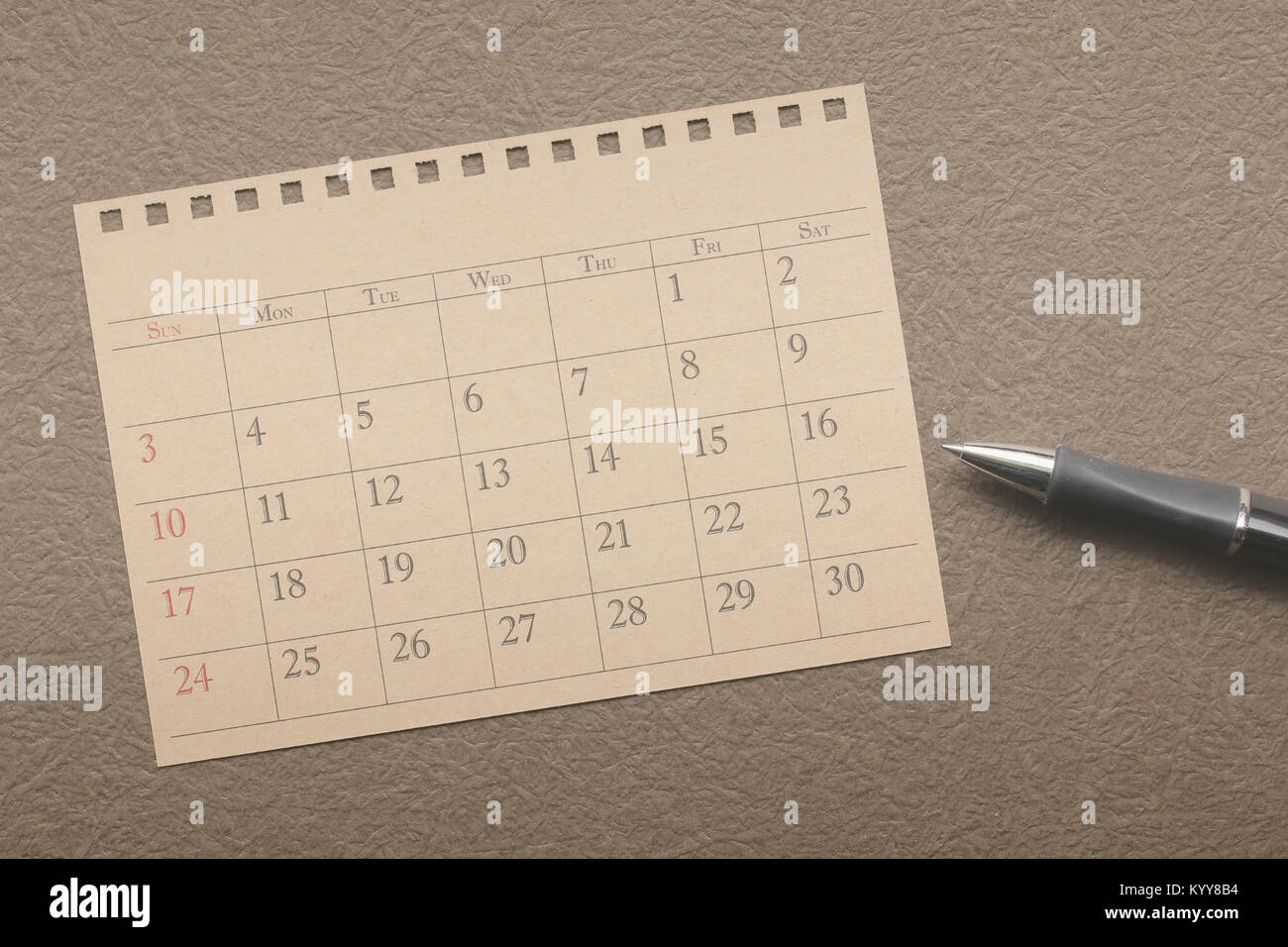 calendar planner or schedule arrangement on vintage paper background ...