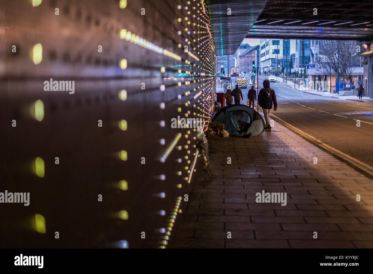 Homeless sleeping inside a tent in Leeds, City Centre, West Yorkshire ...