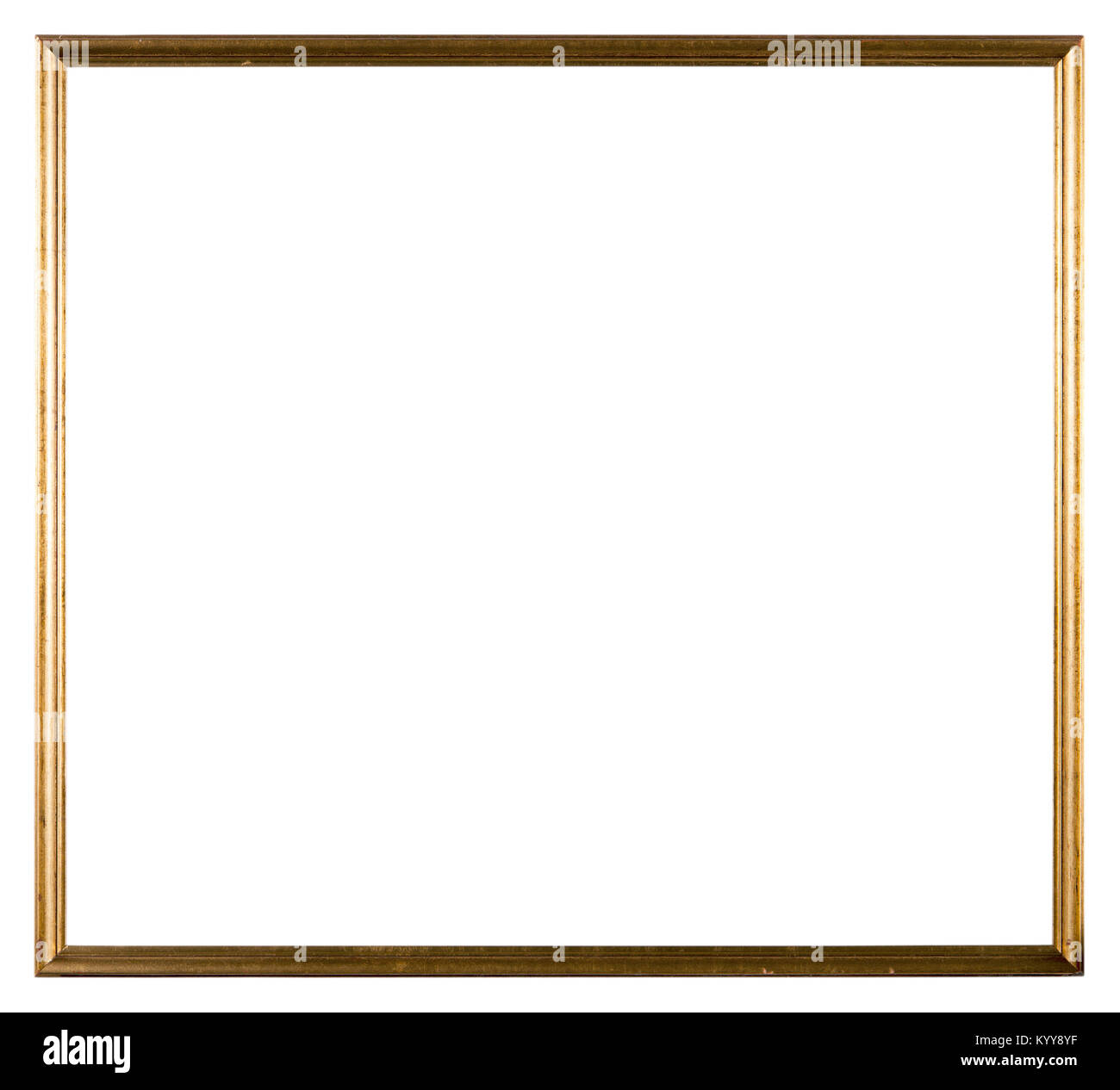 Empty picture frame isolated on white, landscape format, distressed ...