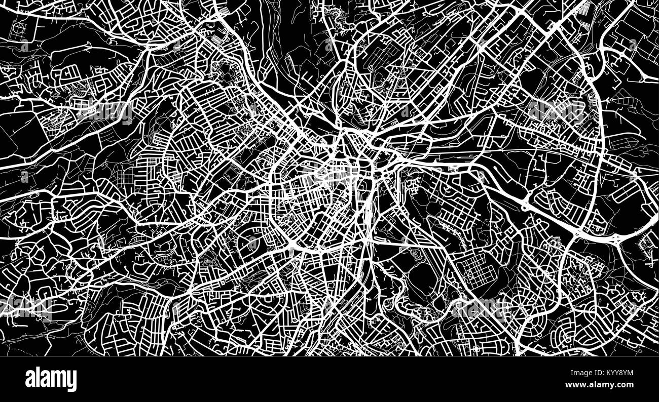 Urban vector city map of Sheffield, England Stock Vector Image & Art ...
