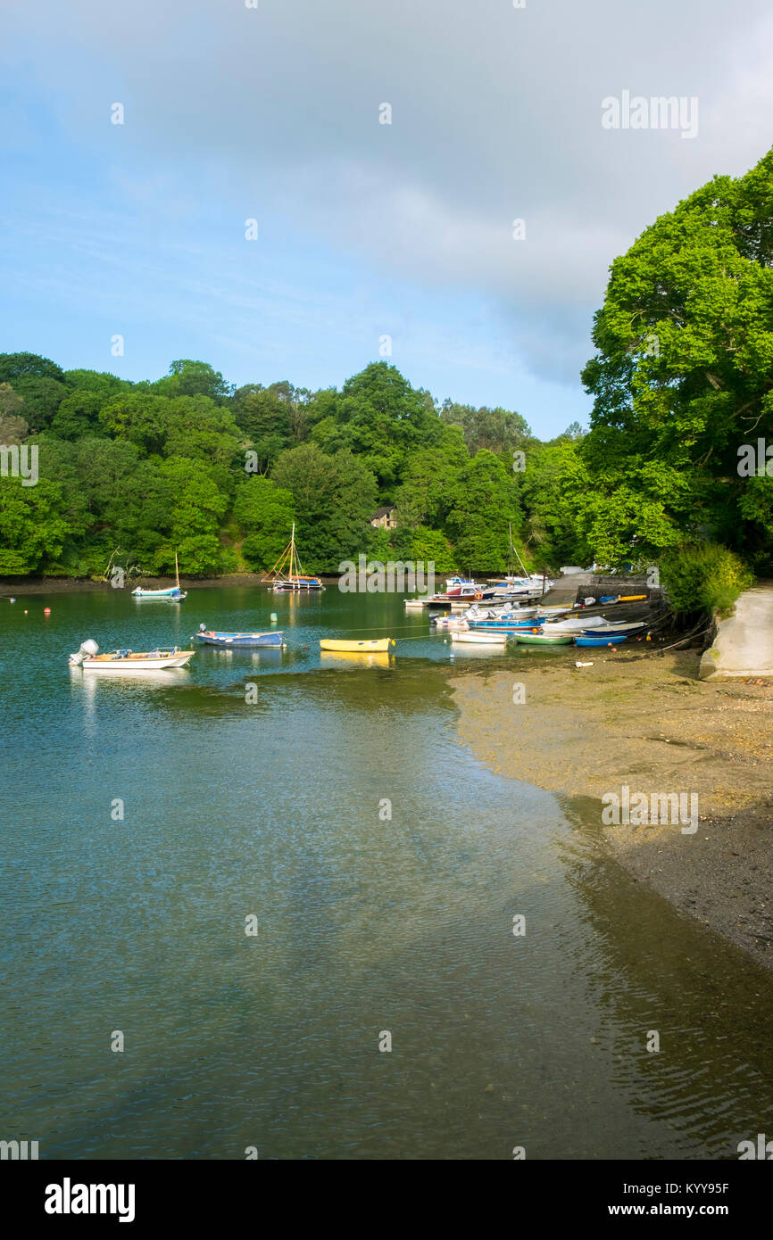 Peaceful early summer morning on picturesque boat moorings in the ...