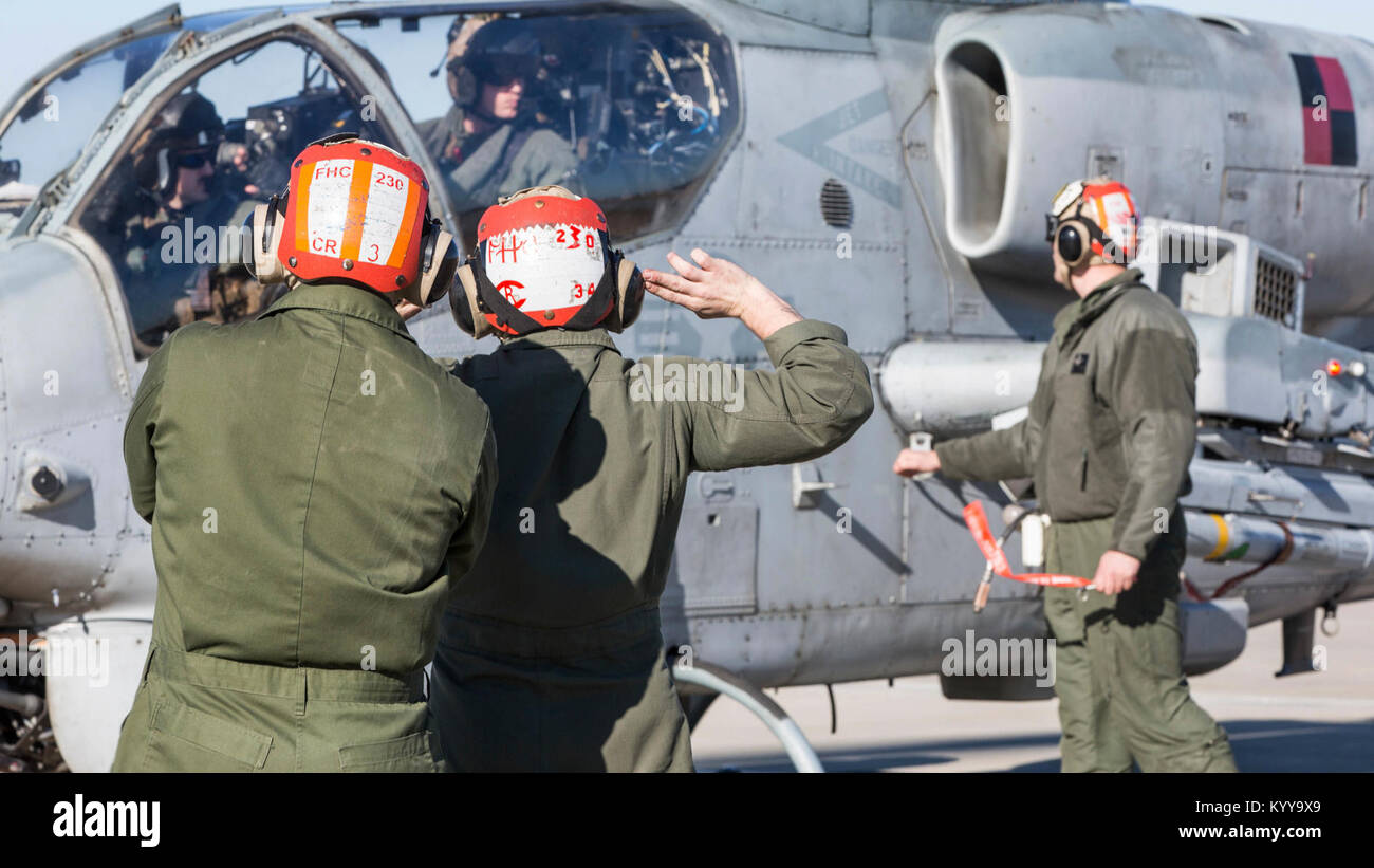 U.S. Marines assigned to Marine Light Attack Helicopter Squadron (HMLA ...