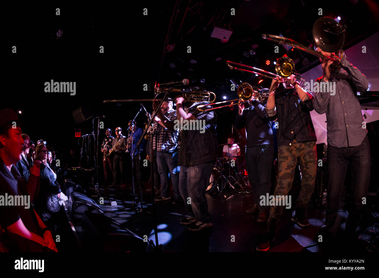 No BS! Brass band with singer Samantha Reed performs during 2018 New ...