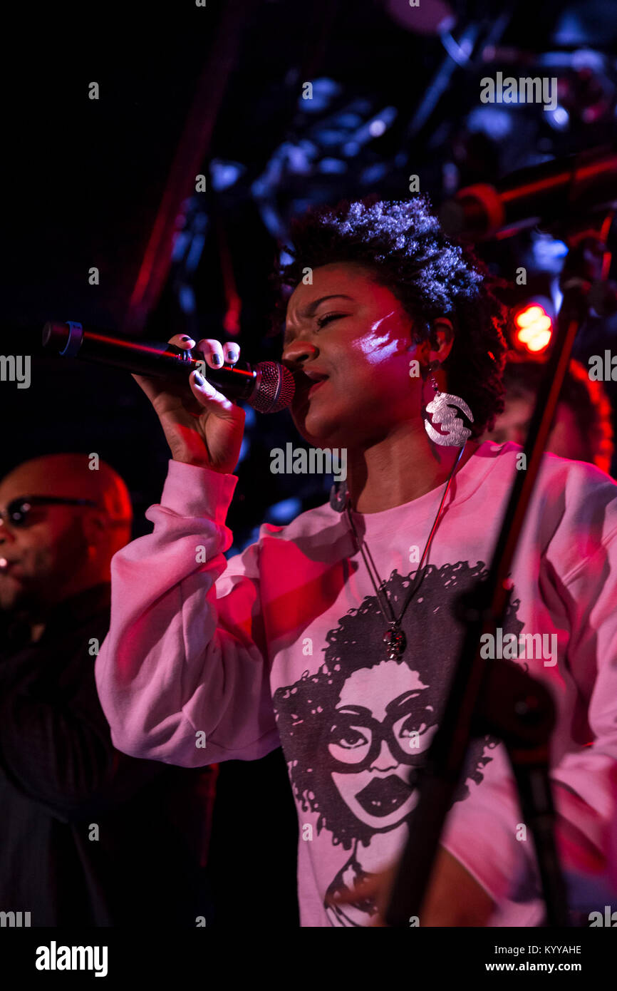 No BS! Brass band with singer Samantha Reed performs during 2018 New ...