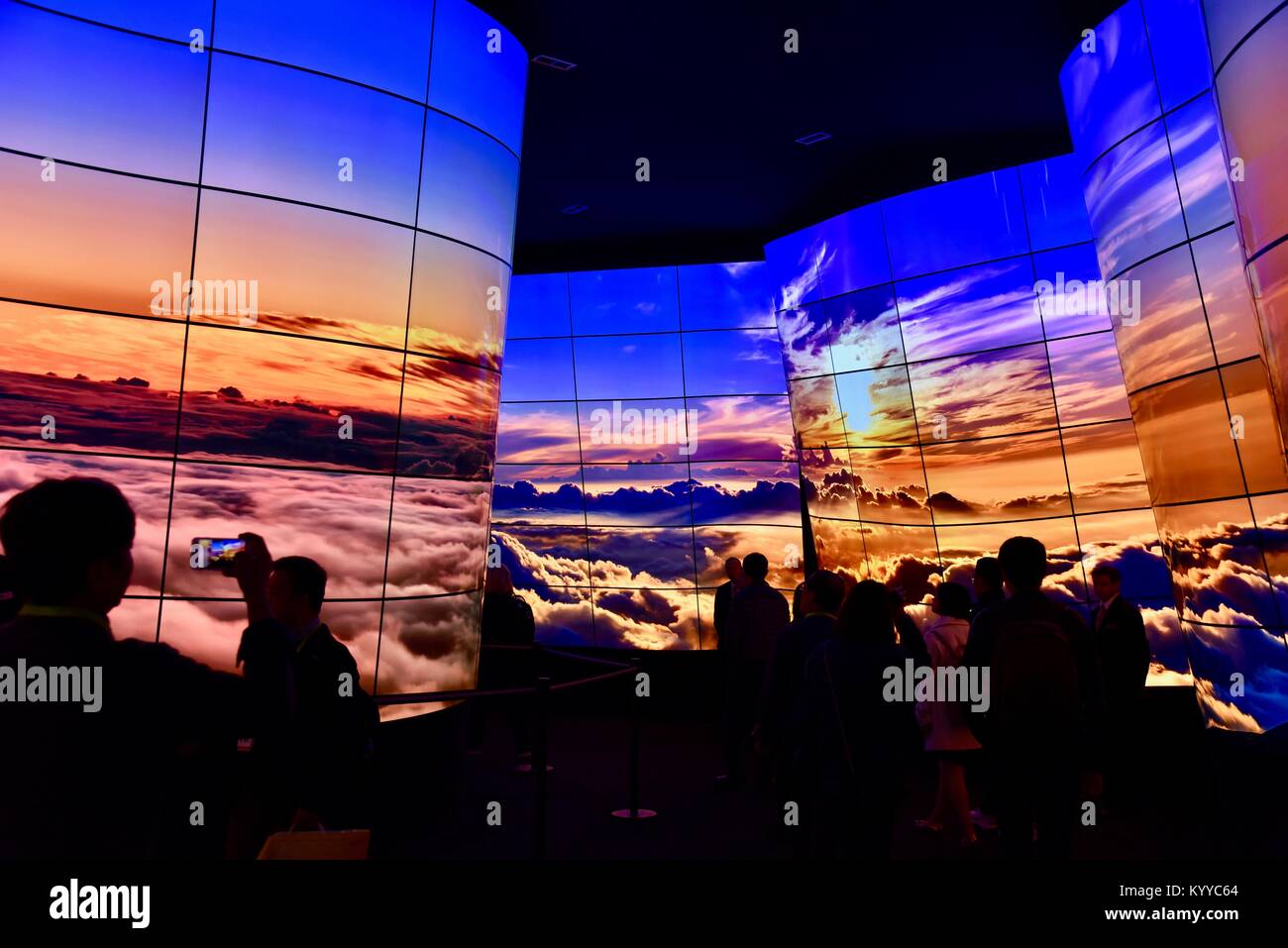 LG Electronics OLED 92-ft-long "canyon display" of TVs at CES (Consumer ...