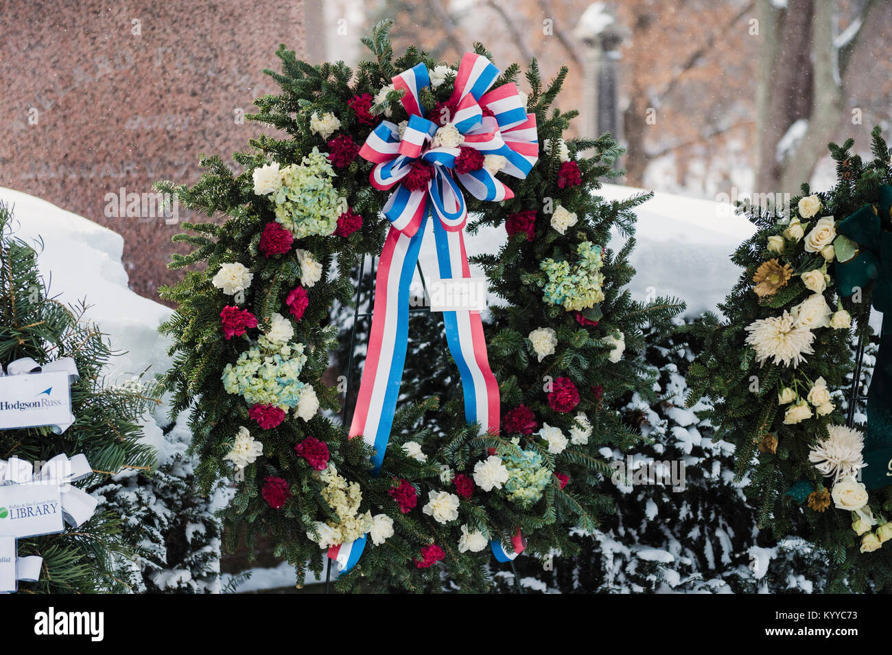 A wreath presented by Col. David Warnick, commander of the 107th ...